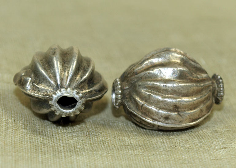 Antique Silver Fluted Bead from India | Beadparadise.com