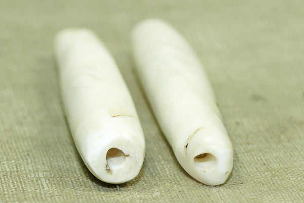 Pair of Shell beads from Nagaland, India | Beadparadise.com