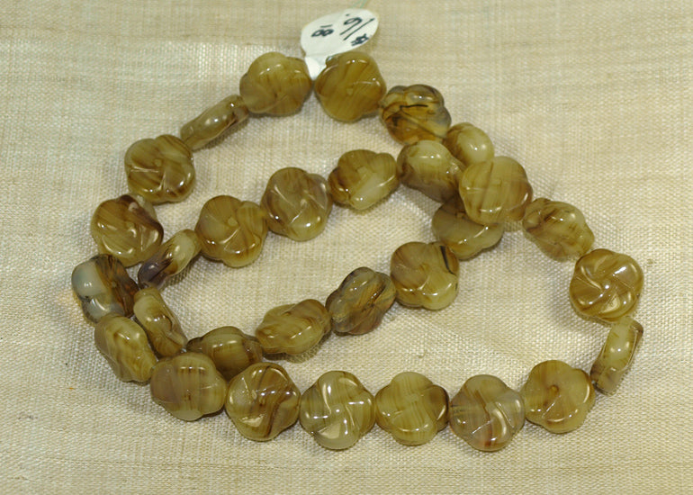 Vintage German Glass Beads - Butterscotch Flower Design | Beadparadise.com